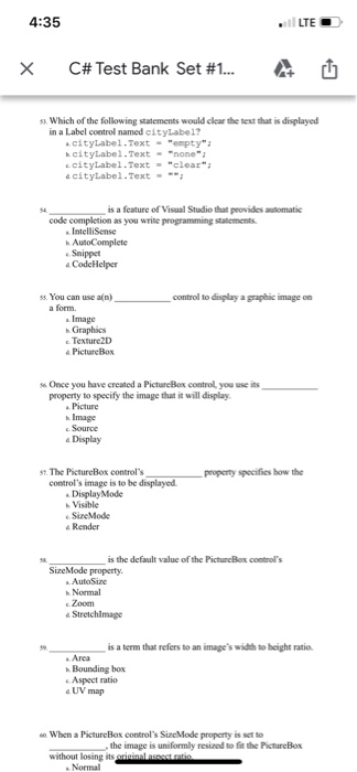 Solved Visual C#2 Practice questions for visual Studio and | Chegg.com