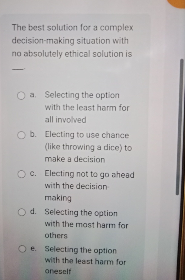Solved The best solution for a complex decision-making | Chegg.com