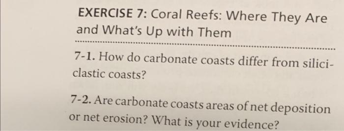 Solved EXERCISE 7: Coral Reefs: Where They Are and What's Up | Chegg.com