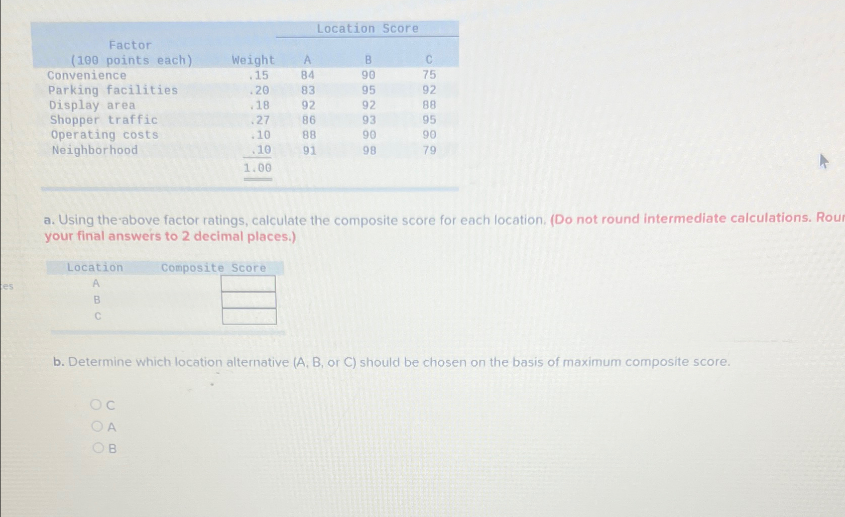 \table[[,Location | Chegg.com