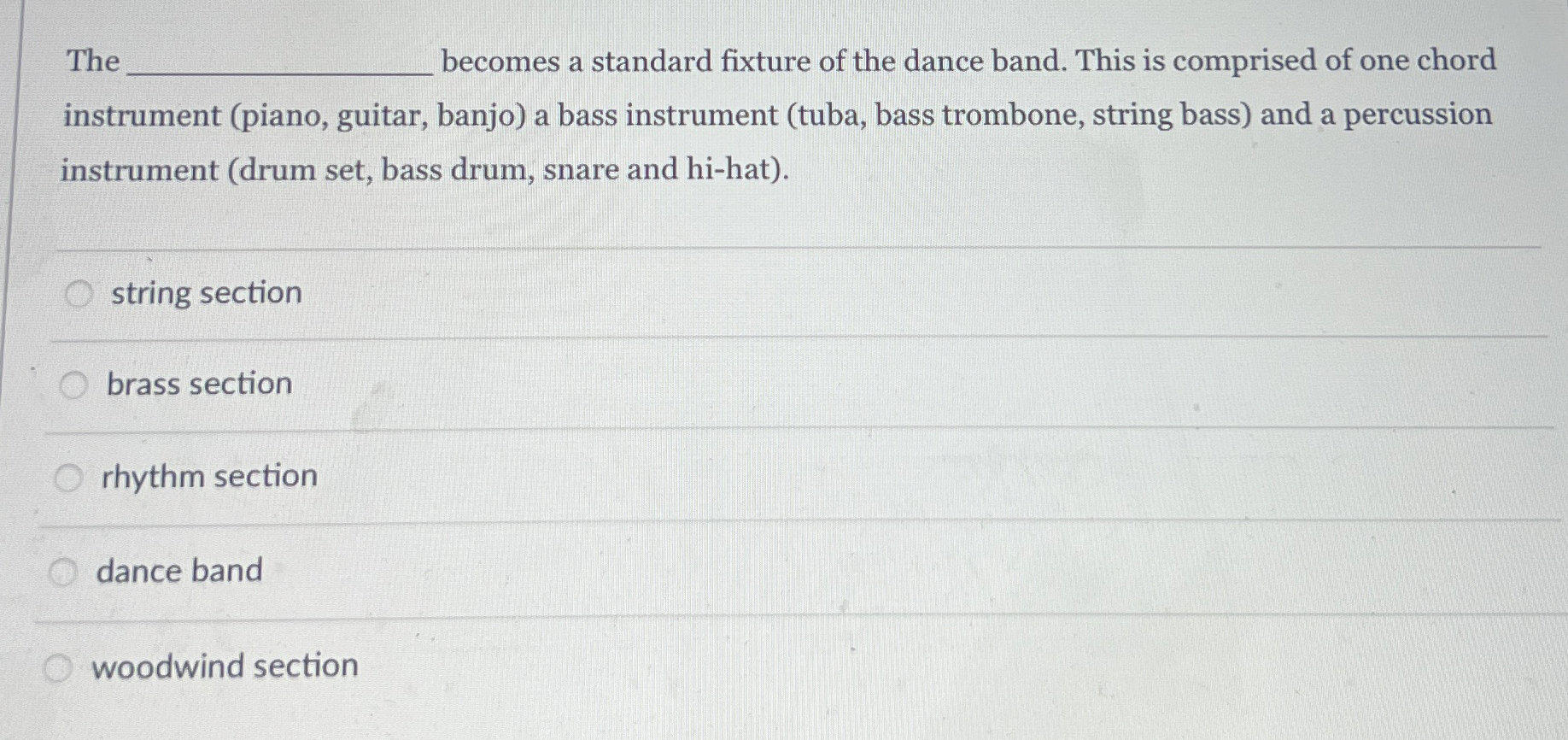 Solved The ﻿becomes a standard fixture of the dance band. | Chegg.com