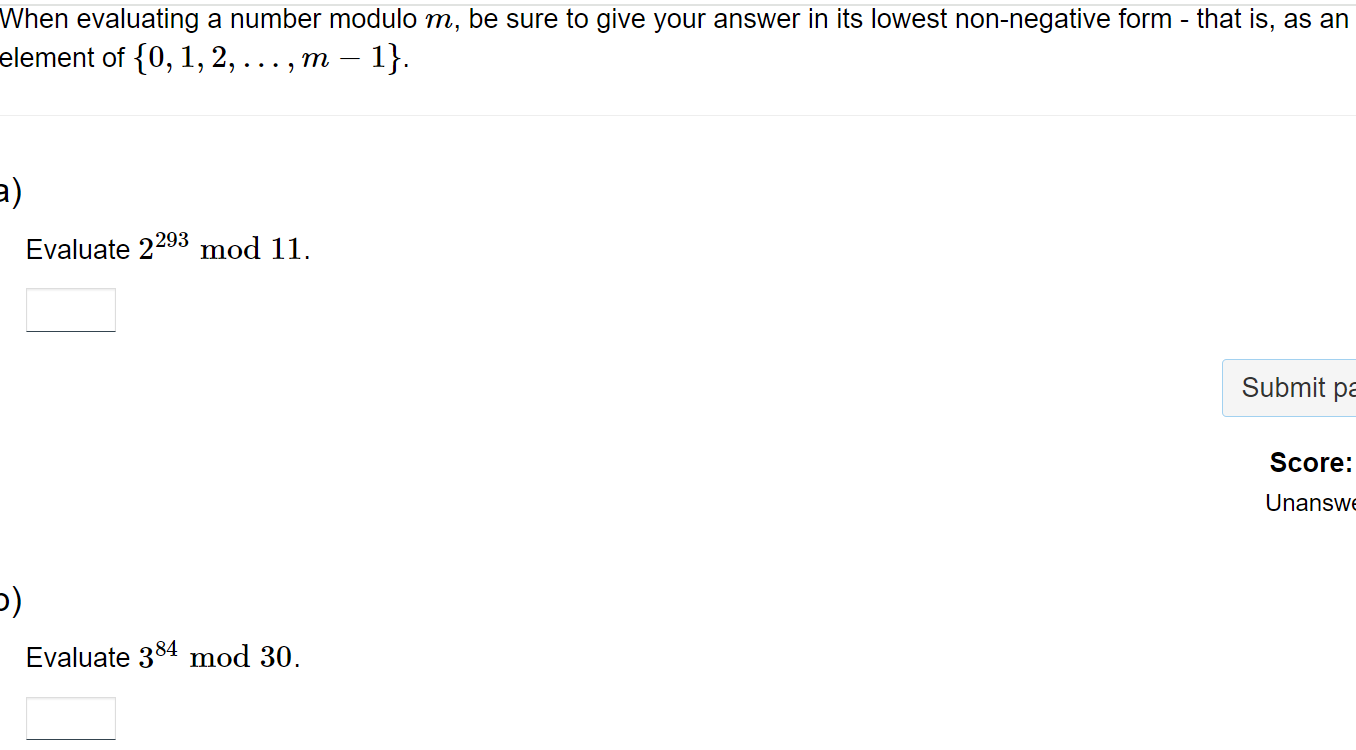 Solved When evaluating a number modulo mWhen evaluating a | Chegg.com