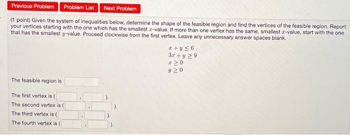 Solved Previous Problem Problern List Next Problem (1 point) | Chegg.com