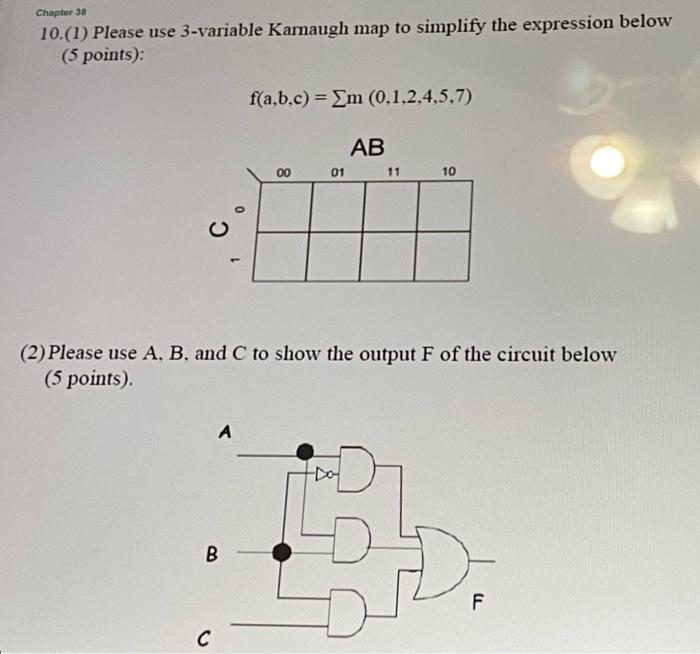 Solved Chapter 38 10.(1) Please use 3-variable Karnaugh map | Chegg.com