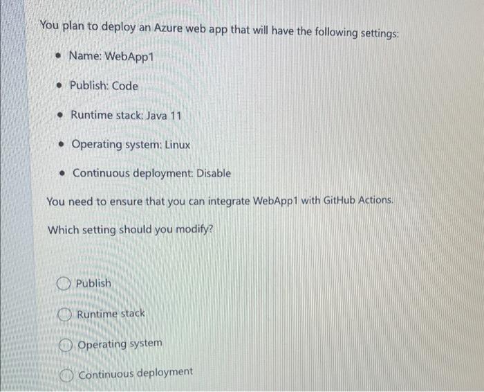 Solved You plan to deploy an Azure web app that will have | Chegg.com Solved You plan to deploy an Azure web app that will have | Chegg.com