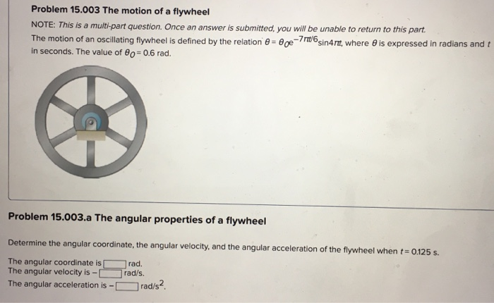 Solved Problem 15.003 The motion of a flywheel NOTE: This is | Chegg.com