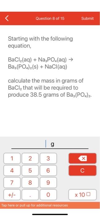 Solved Determine the mass in that can react with according | Chegg.com