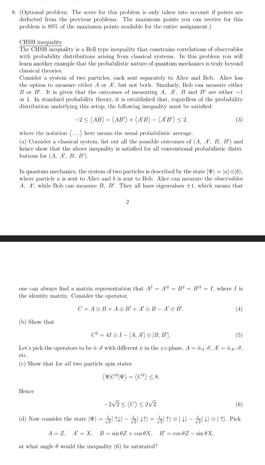 Solved (Optional problem: The score for this problem is only | Chegg.com