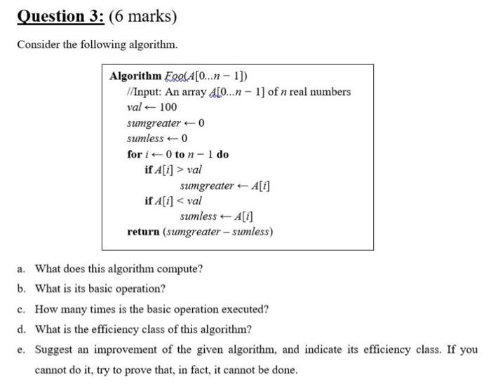 Solved Algorithm Foo(A[0...n − 1]) //Input: An array | Chegg.com