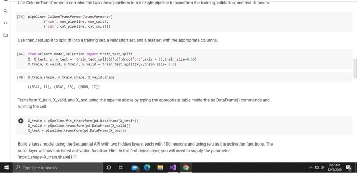 Use Column Transformer to combine the two above | Chegg.com