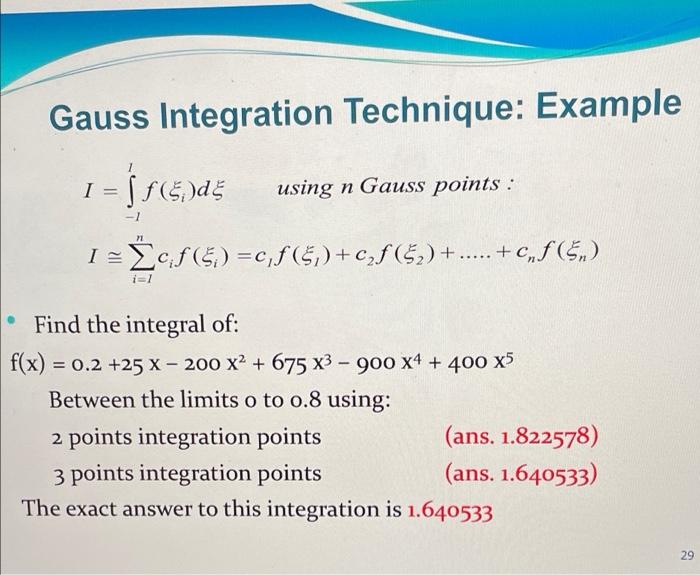 Solved Gauss Integration Technique: Example 1 = √ƒ(5)d5 | Chegg.com