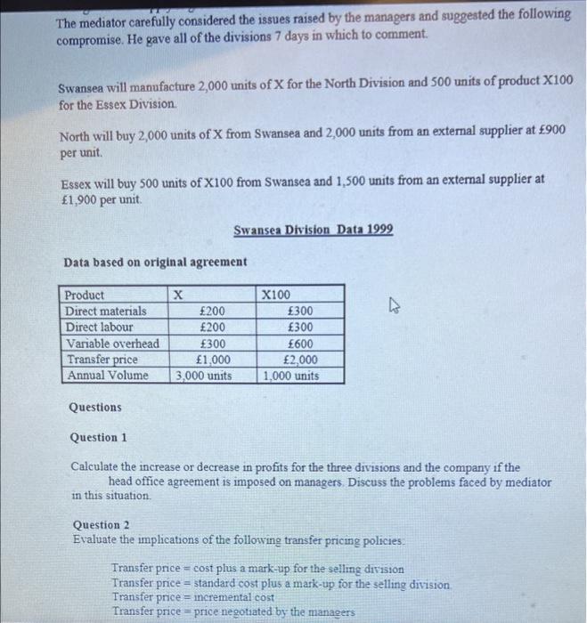 Solved Greenwich plc Topic: Transfer Pricing, Negotiated | Chegg.com