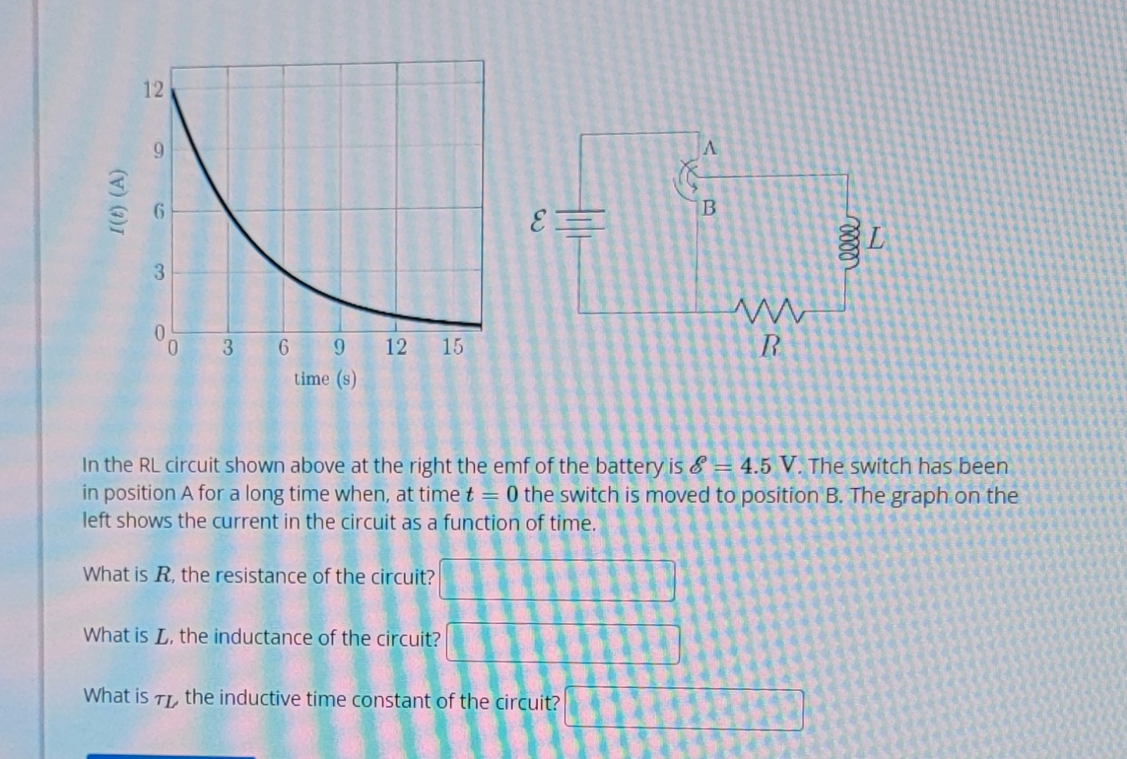 In the RL circuit shown above at the right the emf of | Chegg.com