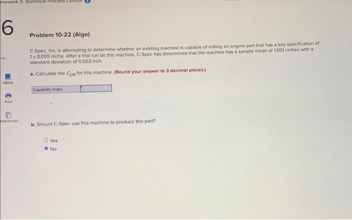 Solved mework 5: Statistical Process 6 Problem 10-22 (Algo) | Chegg.com