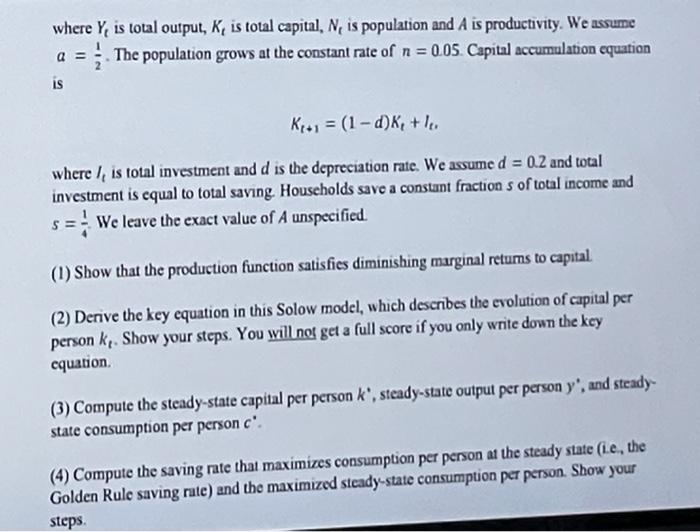 Solved Consider the Solow model without exogenous | Chegg.com
