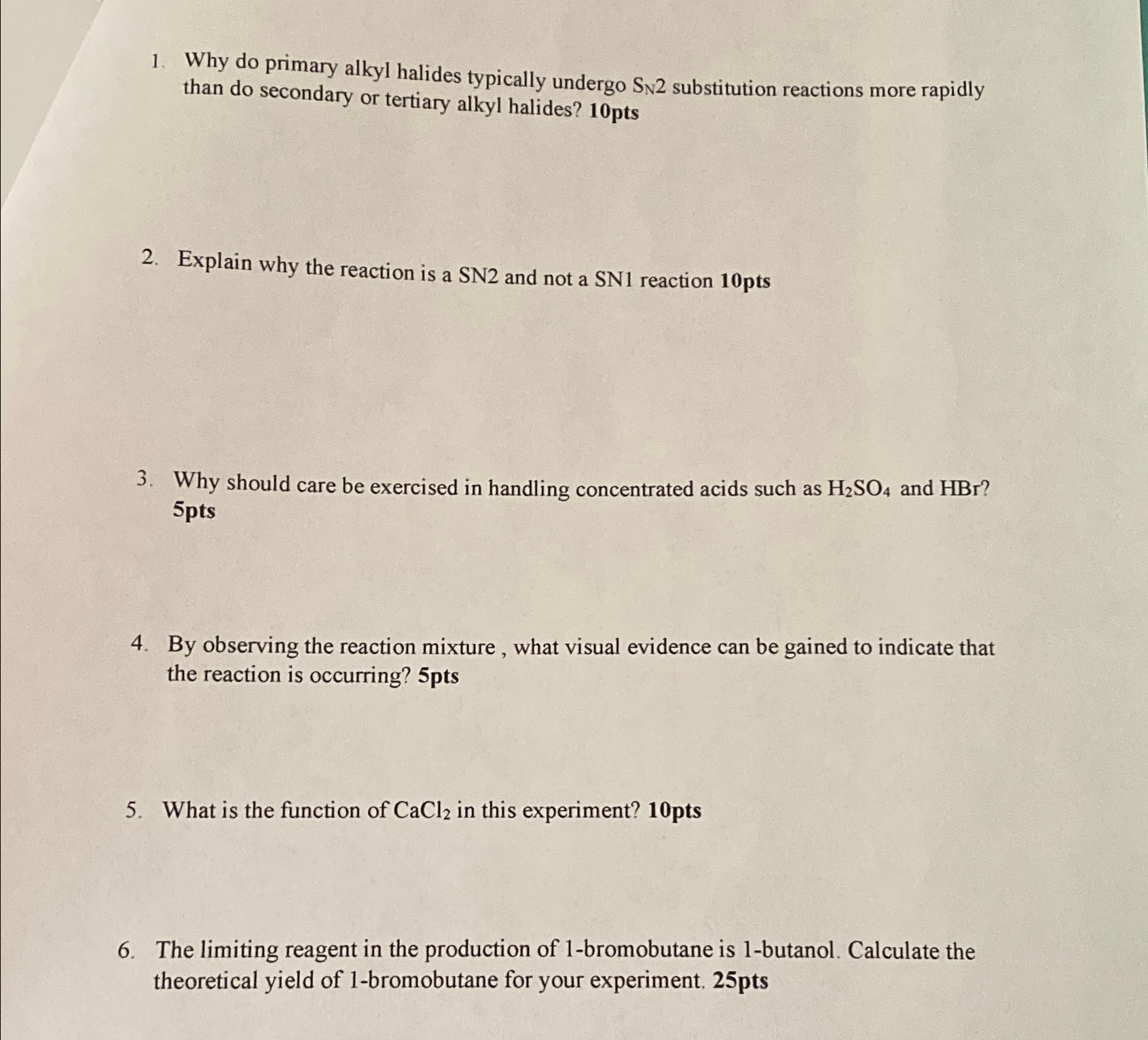 Solved Why do primary alkyl halides typically undergo SN2 | Chegg.com