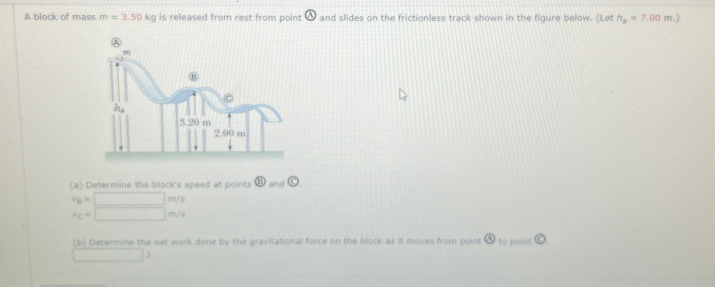 Solved A block of mass m=3.50kg ﻿is released from rest from | Chegg.com
