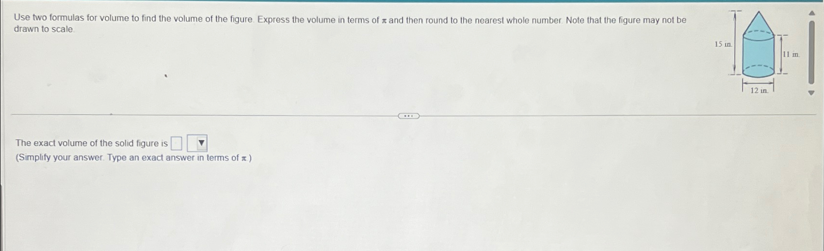 Solved Use two formulas for volume to find the volume of the | Chegg.com