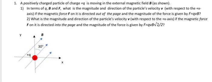 Solved 1. A positively charged particle of charge +q is | Chegg.com