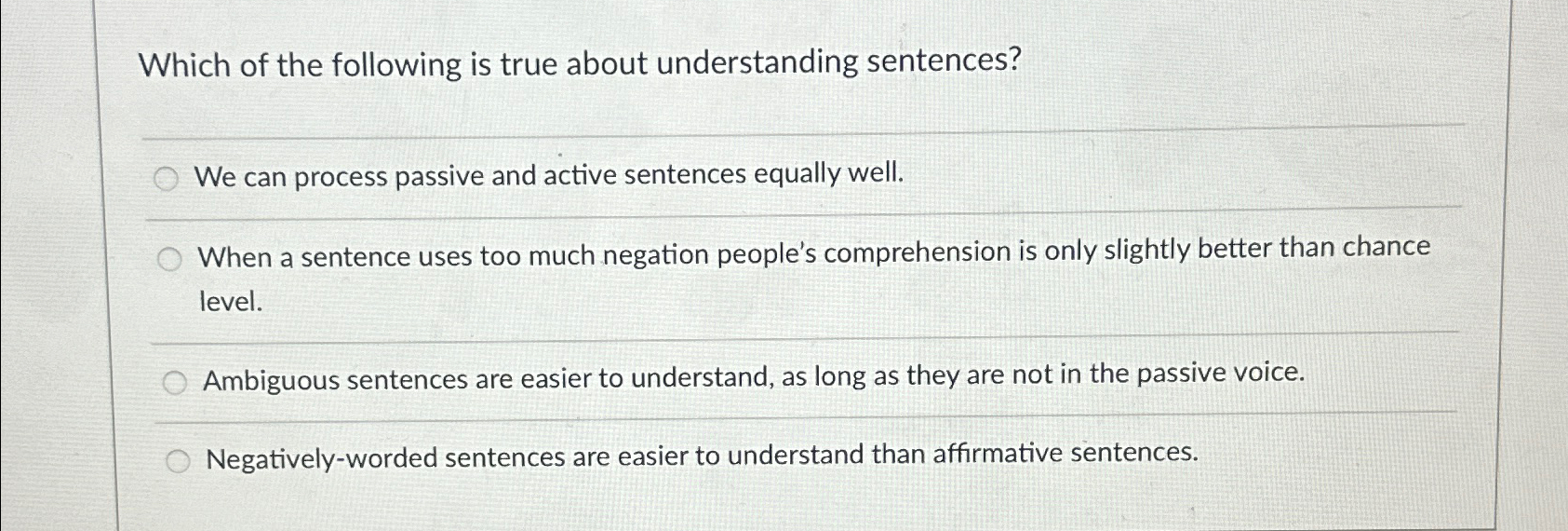 Solved Which of the following is true about understanding | Chegg.com