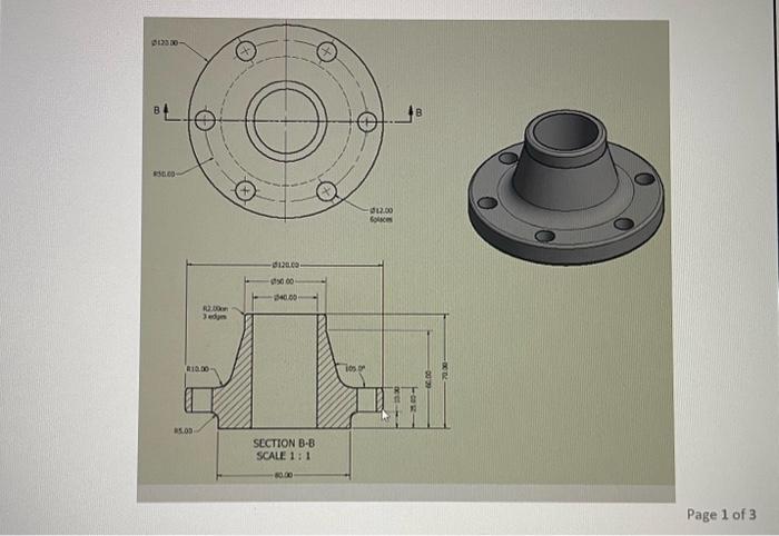 Solved draw the given model in inventor step by step please | Chegg.com