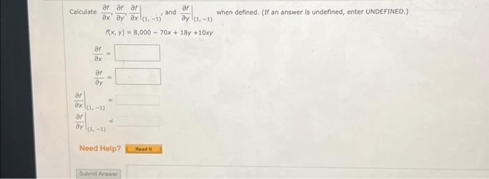 Solved Calculate af Əx af af af 1 I ax ay ax (1, -1) f(x, y) | Chegg.com