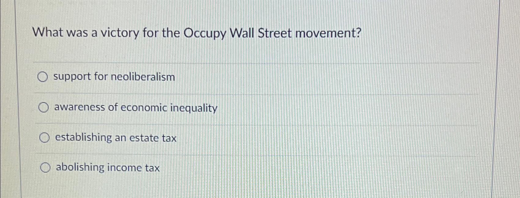 Solved What was a victory for the Occupy Wall Street | Chegg.com
