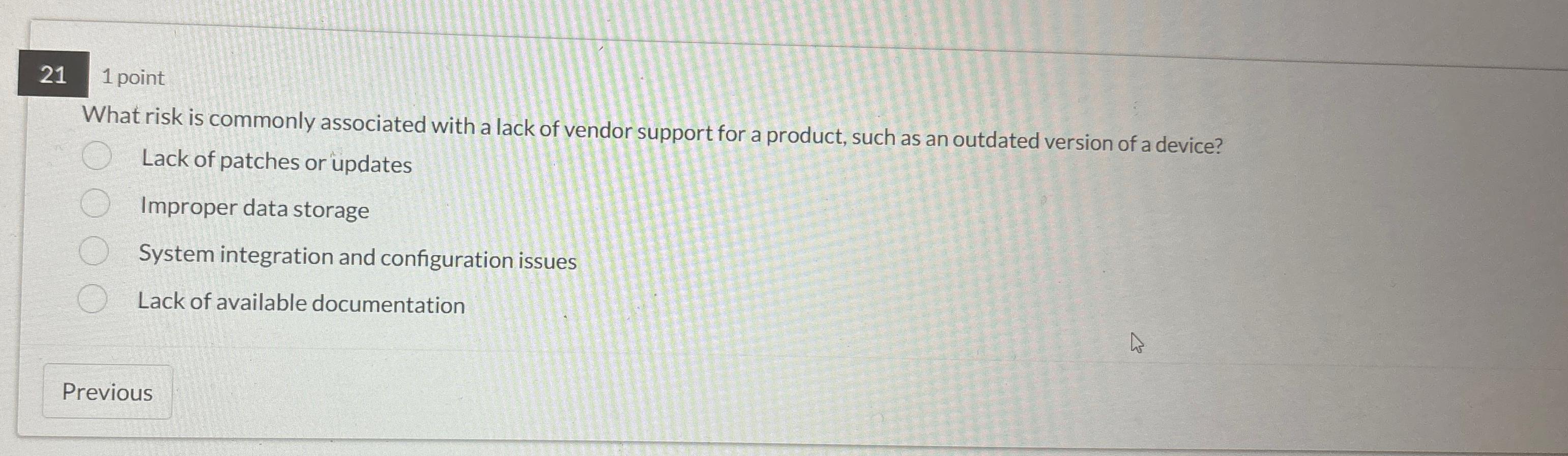 Solved 211 ﻿pointWhat risk is commonly associated with a | Chegg.com