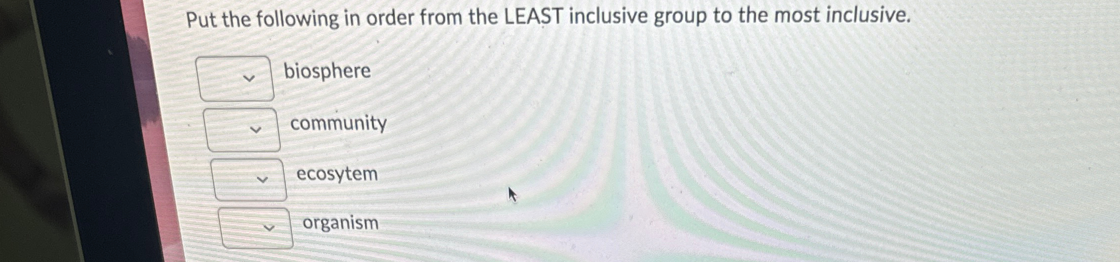 Solved Put the following in order from the LEAST inclusive | Chegg.com