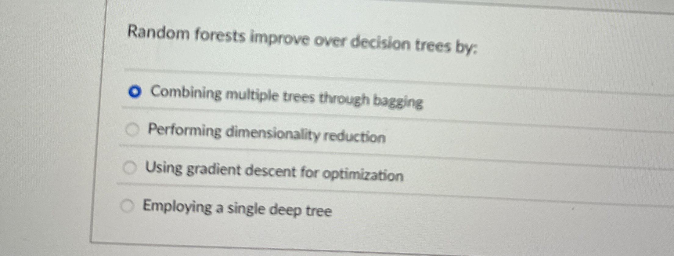 Solved Random forests improve over decision trees | Chegg.com