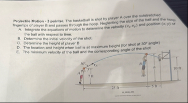 Solved Projectile Motion - 3 ﻿pointer. The basketball is | Chegg.com