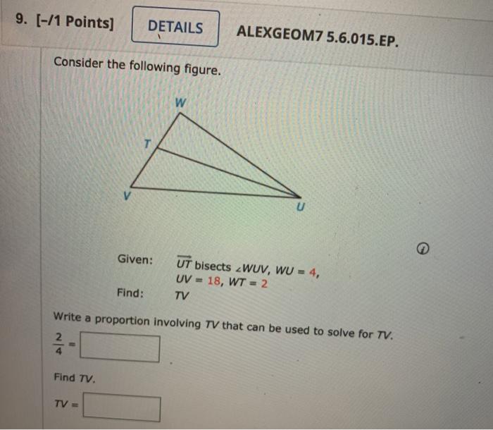 Solved 9. [-/1 Points) DETAILS ALEXGEOM7 5.6.015.EP. | Chegg.com