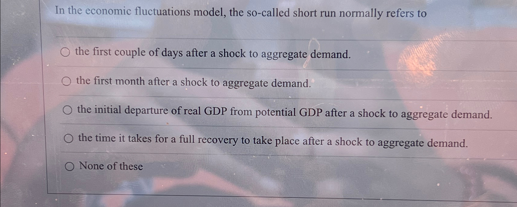 Solved In the economic fluctuations model, the so-called | Chegg.com