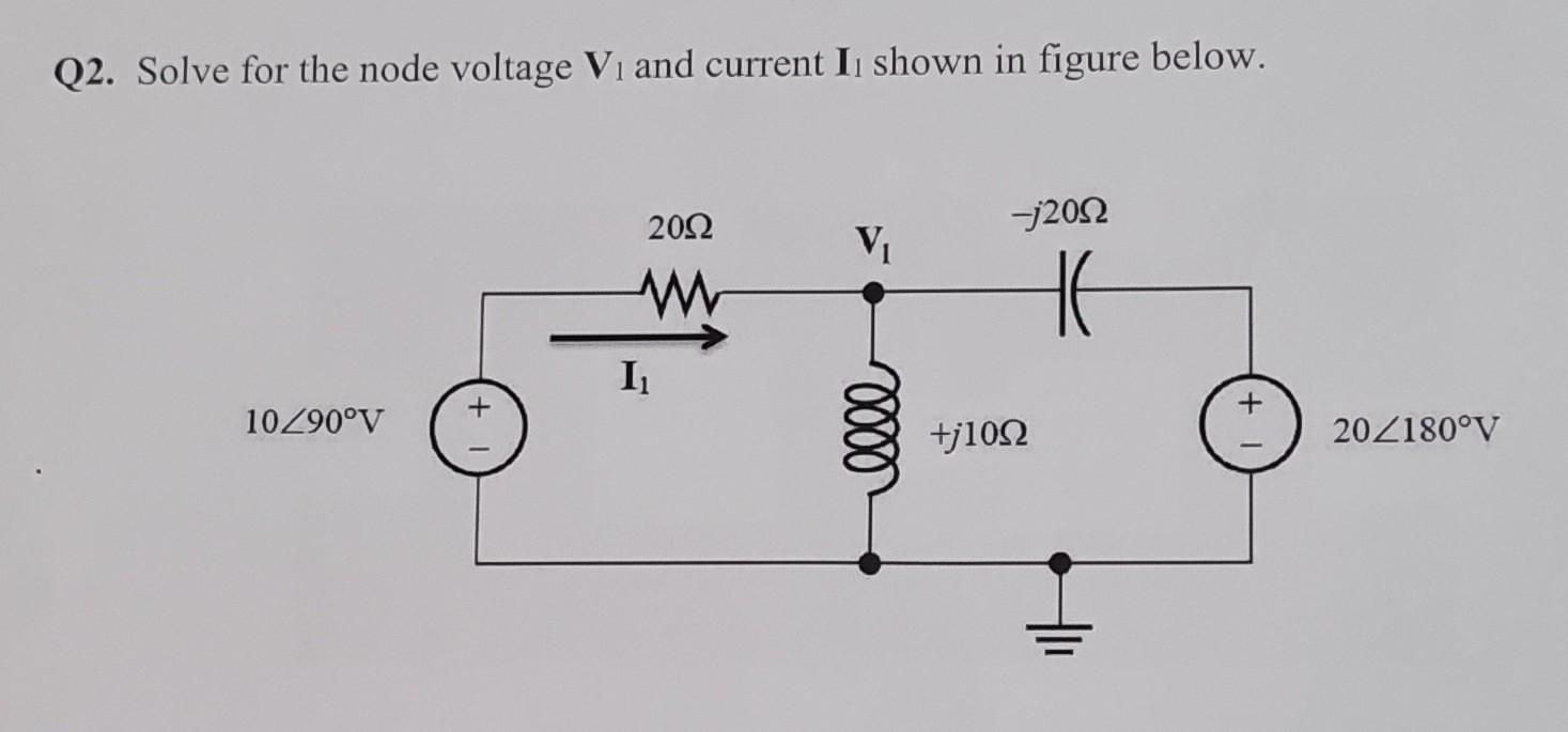 Solved Q2. Solve for the node voltage V1 and current I1 | Chegg.com