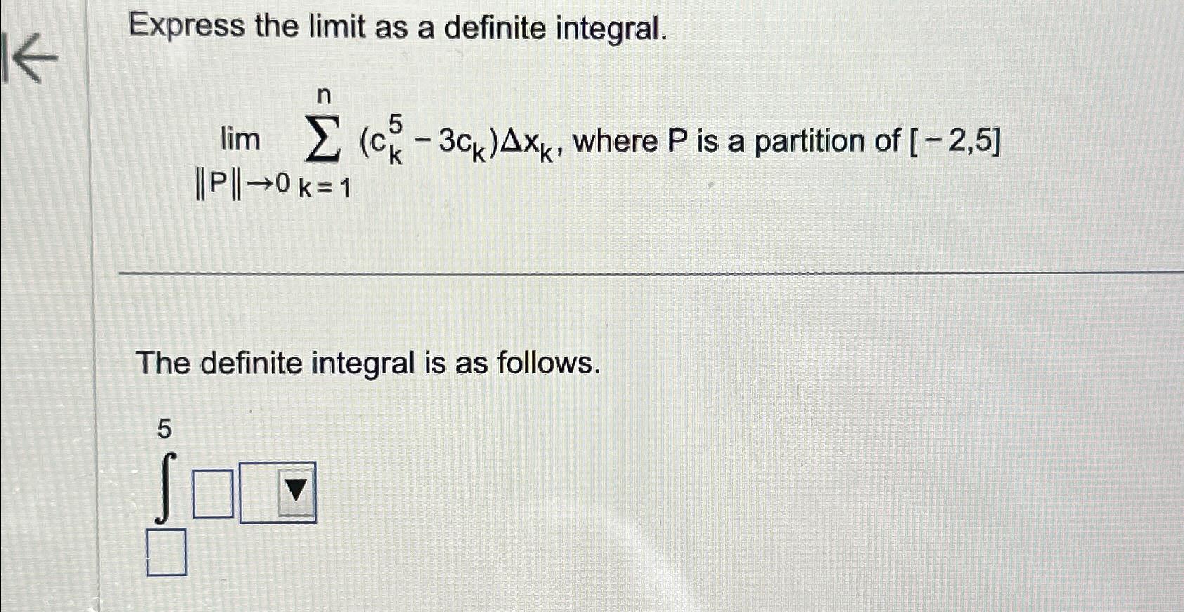 Solved Express the limit as a definite | Chegg.com