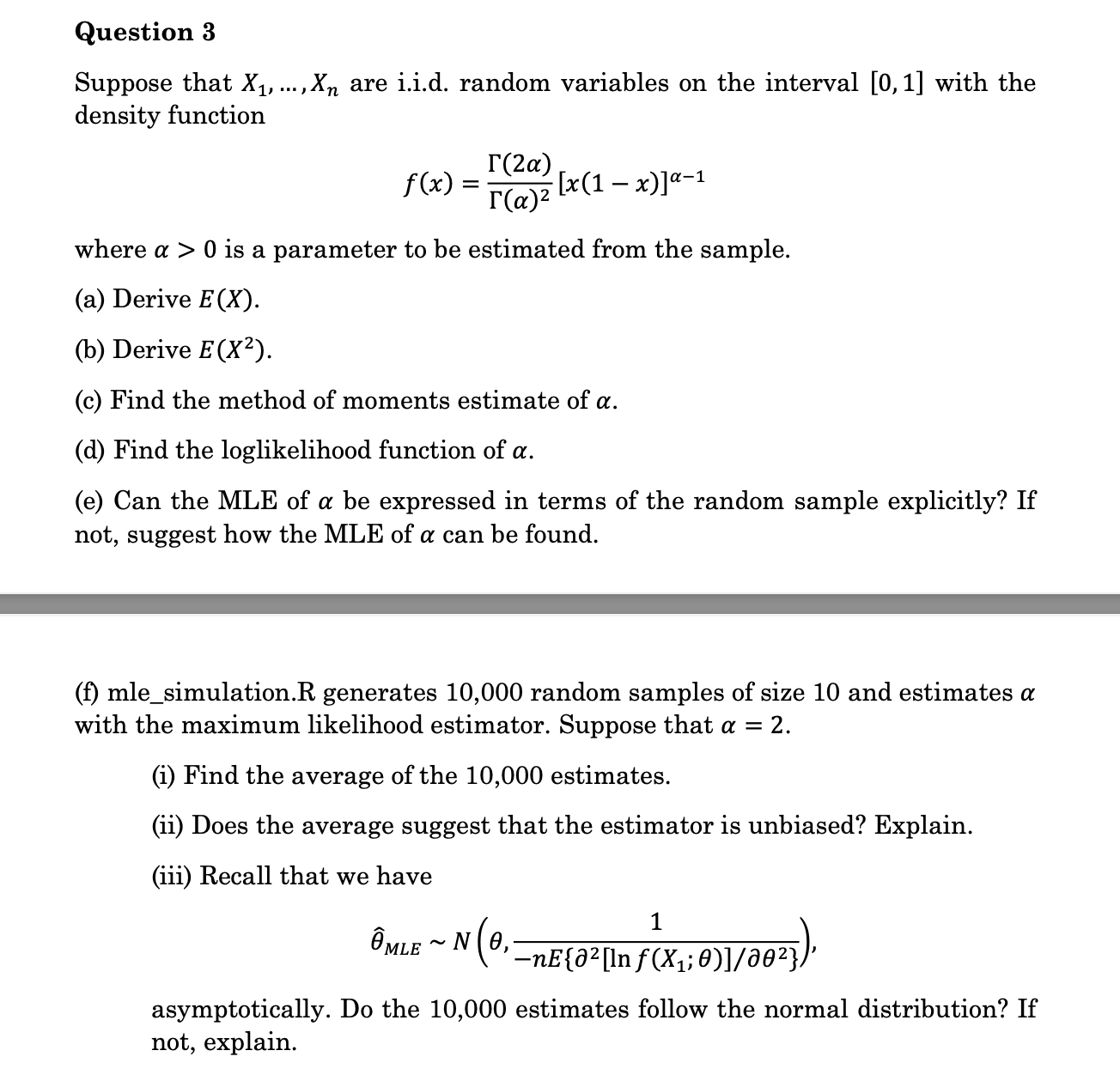Solved Quesion 3Suppose that x1,dots,xn ﻿are i.i.d. ﻿random | Chegg.com