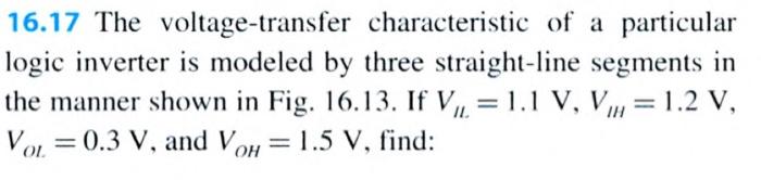 Solved 16.17 The voltage-transfer characteristic of a | Chegg.com