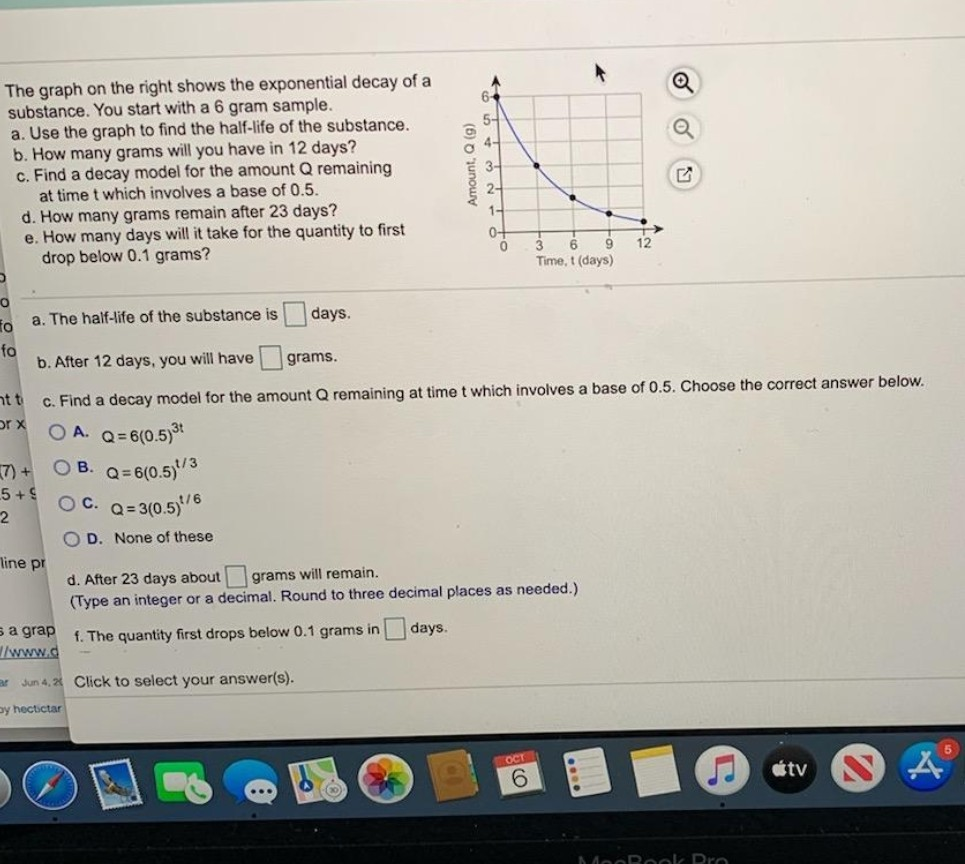 Solved The graph on the right shows the exponential decay of | Chegg.com