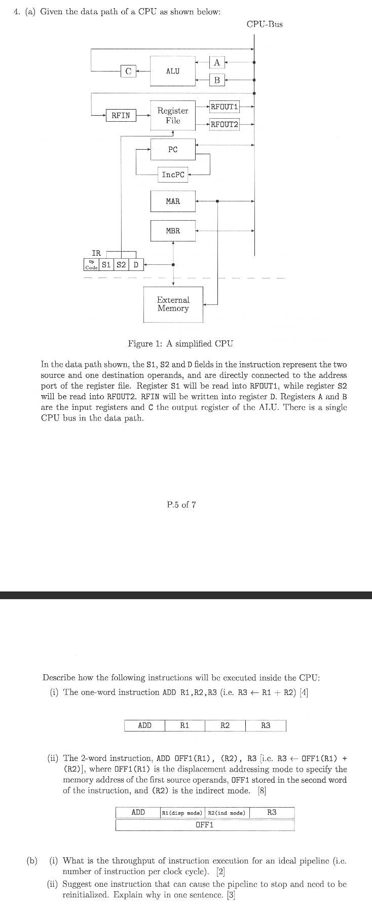 Solved (a) ﻿Given the data path of a CPU as shown | Chegg.com
