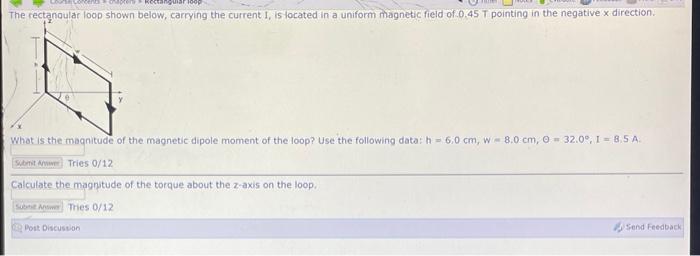 Solved The rectangular loop shown below, carrying the | Chegg.com
