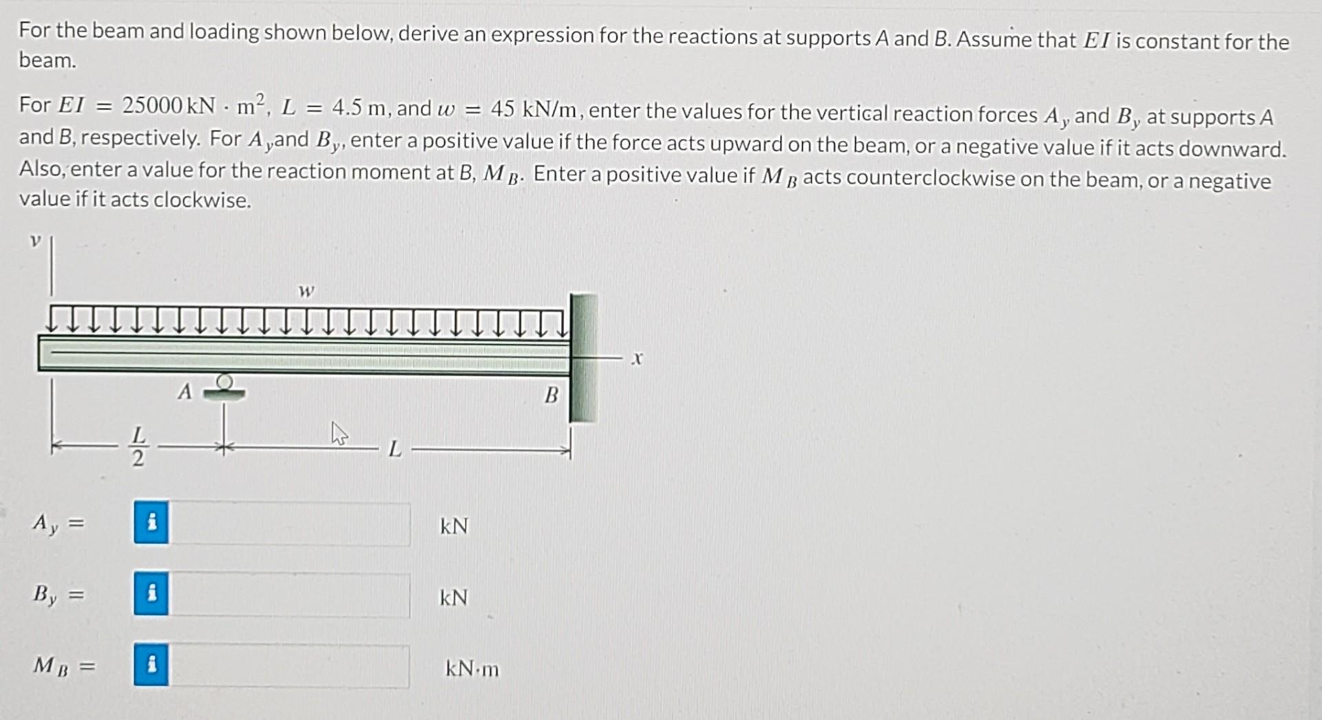 Solved For the beam and loading shown below, derive an | Chegg.com