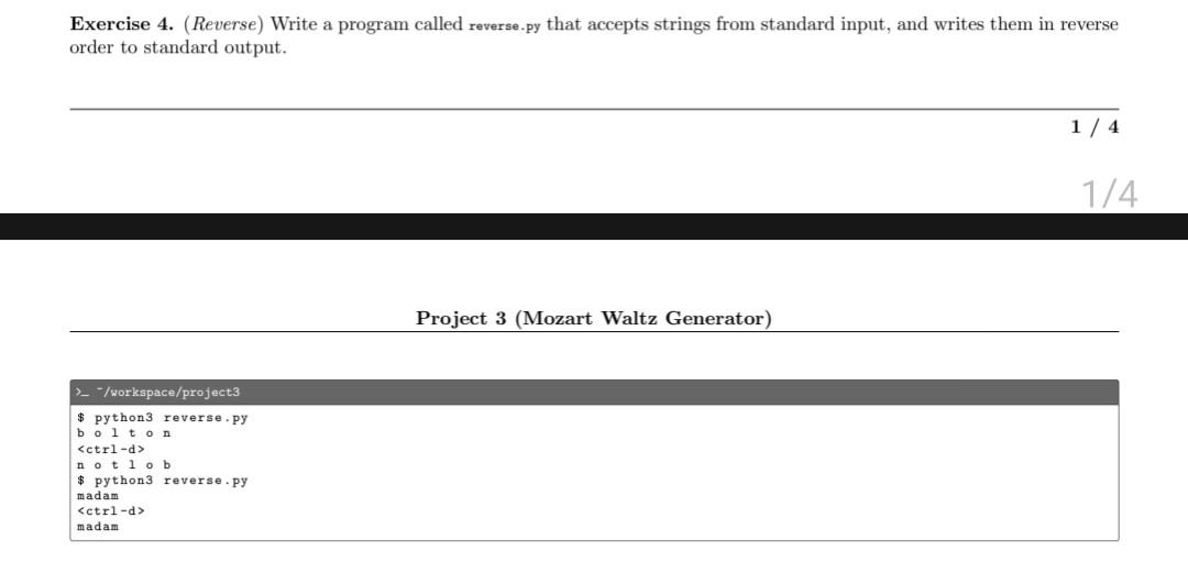 Solved Exercise 4. (Reverse) Write a program called | Chegg.com