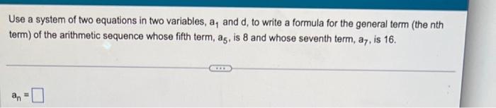 Solved Use a system of two equations in two variables, a1 | Chegg.com