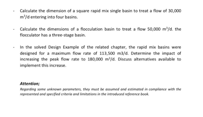 Solved Calculate the dimension of a square rapid mix single | Chegg.com