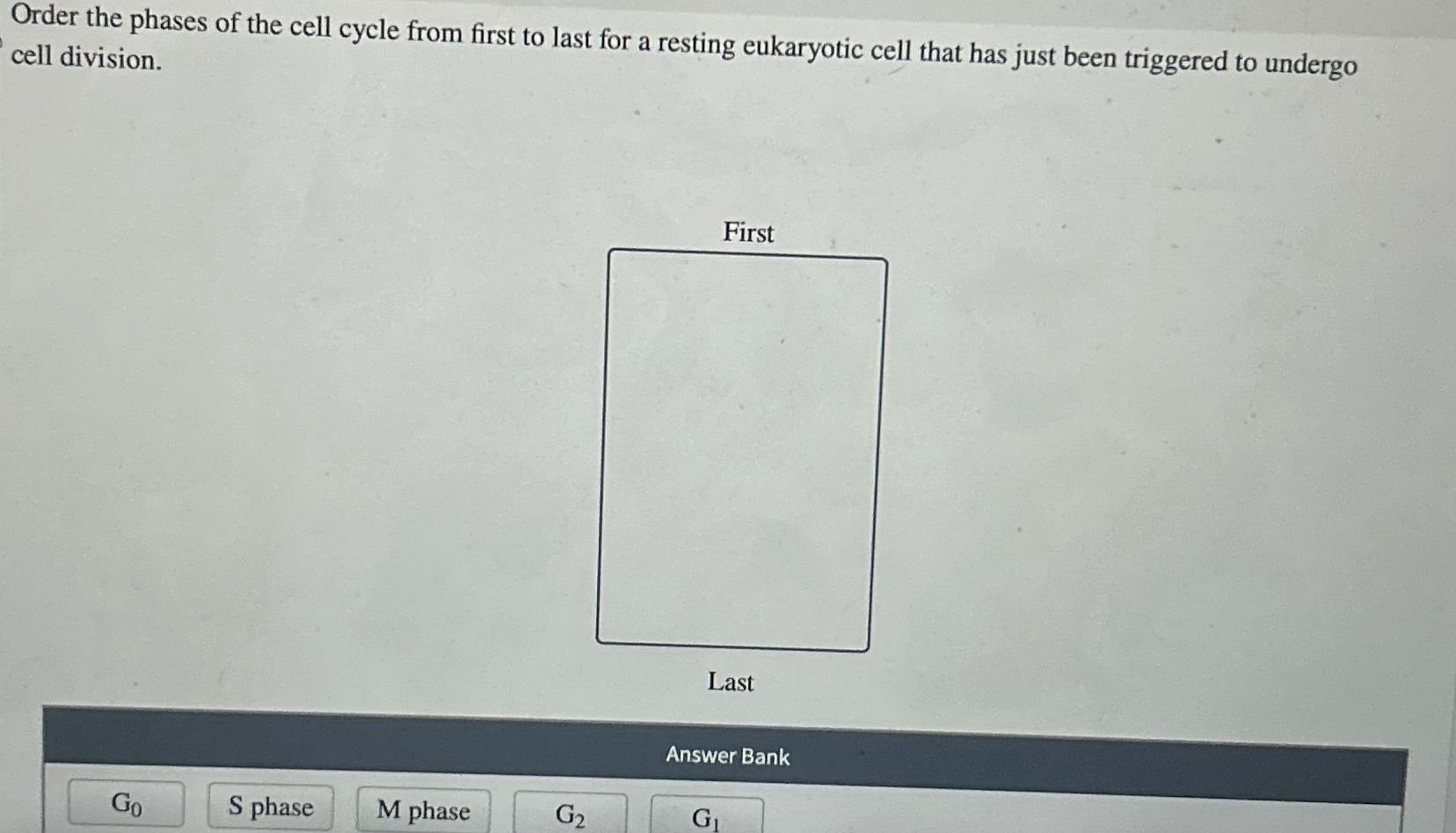 Solved Order the phases of the cell cycle from first to last | Chegg.com