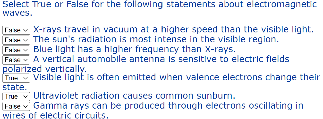 Solved Select True or False for the following statements | Chegg.com