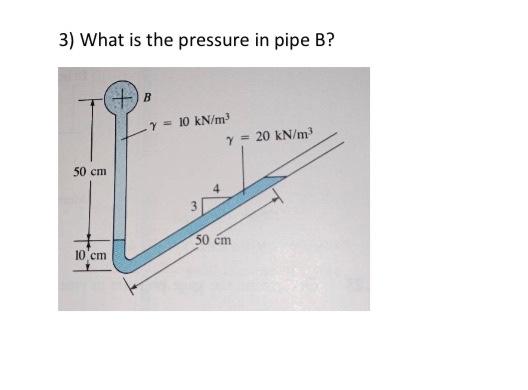 Solved 3) What is the pressure in pipe B? | Chegg.com