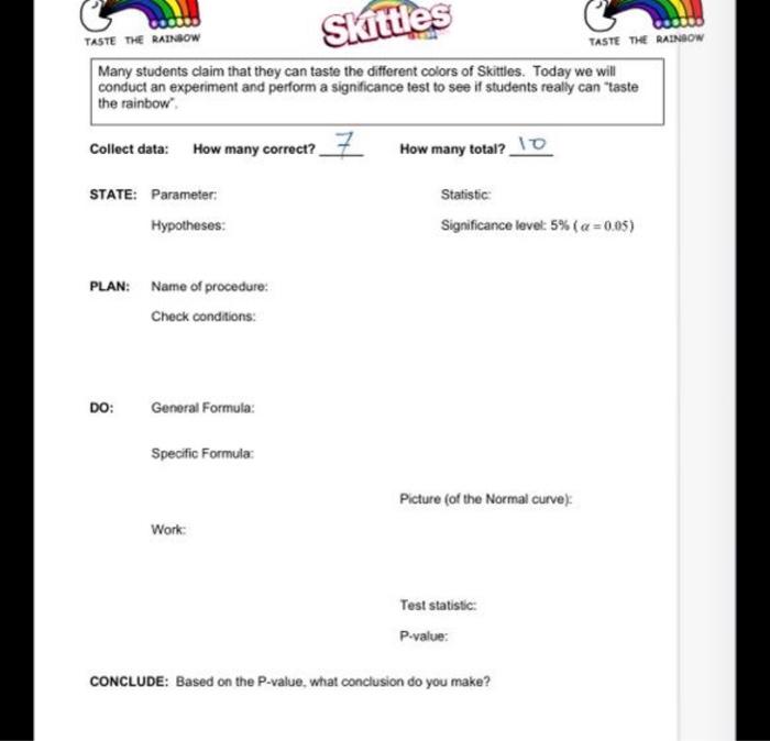 Solved Skittles TASTE THE RAINBOW TASTE THE RAINBOW Many | Chegg.com