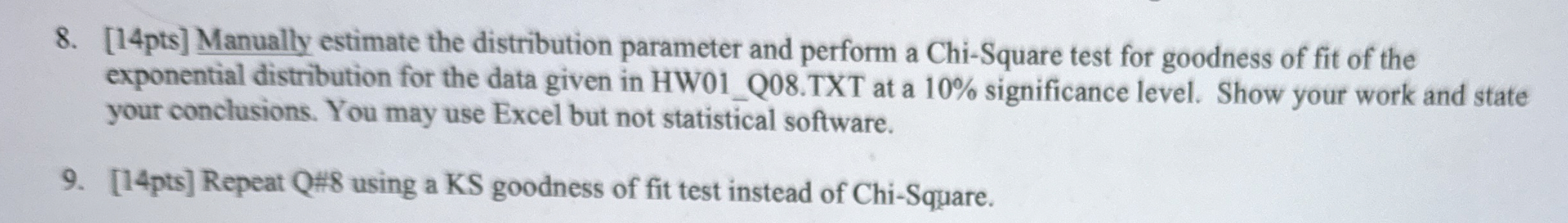 Solved [14pts] ﻿Manually estimate the distribution parameter | Chegg.com