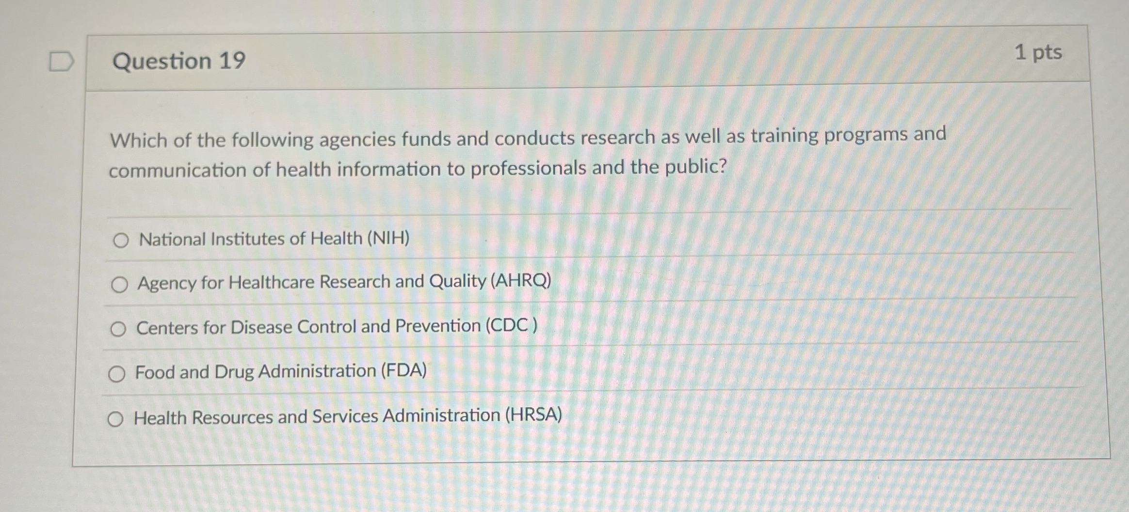 Solved Question 191 ﻿ptsWhich of the following agencies | Chegg.com